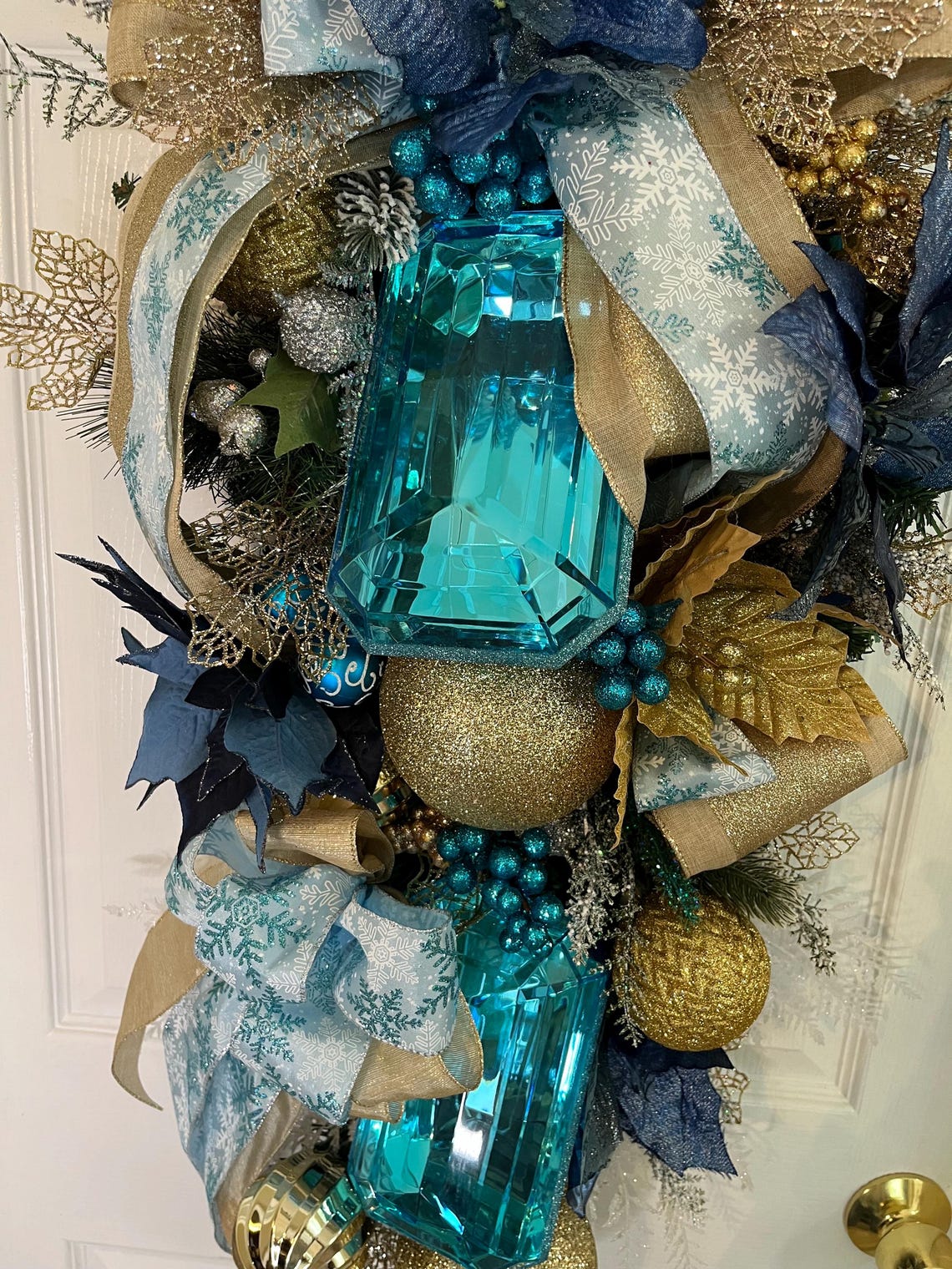 Aqua Jeweled Teardrop Christmas Swag - Etsy