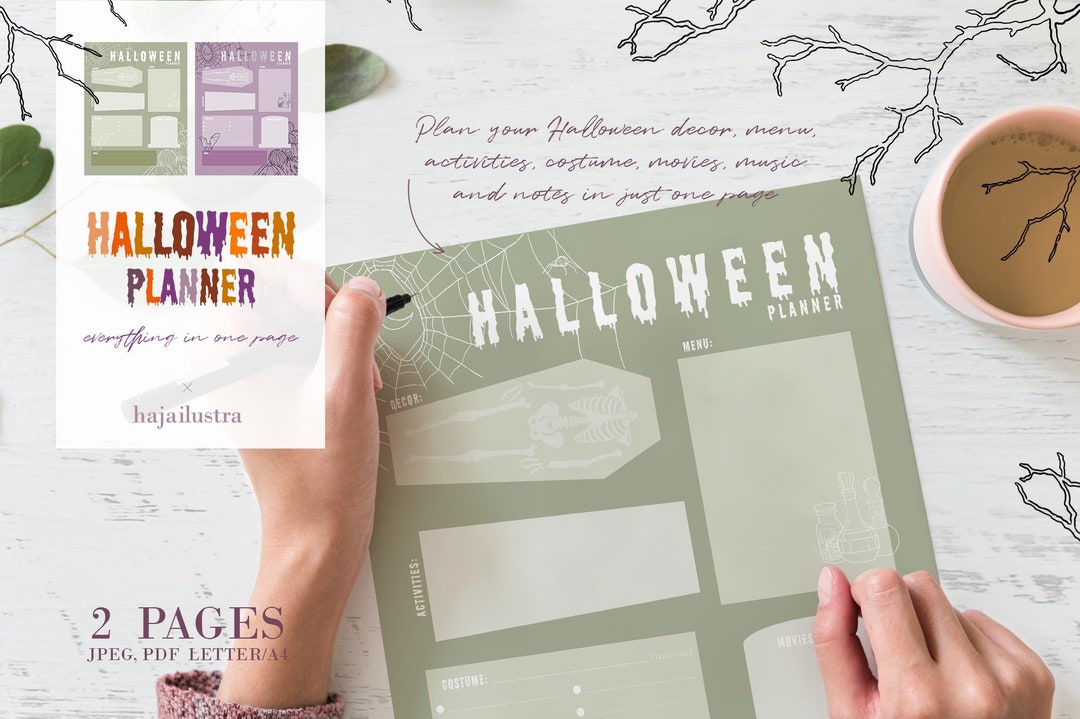 Halloween Printable Planner, One Page Organizer. Costume, Activities ...