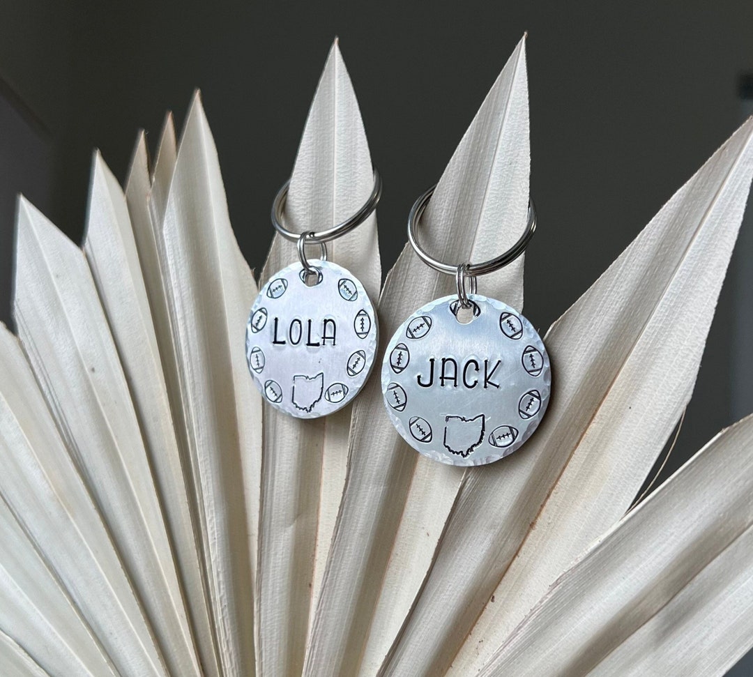 Ohio State Football Dog Tag With Hammered Edges (+more Tag Shape/color ...