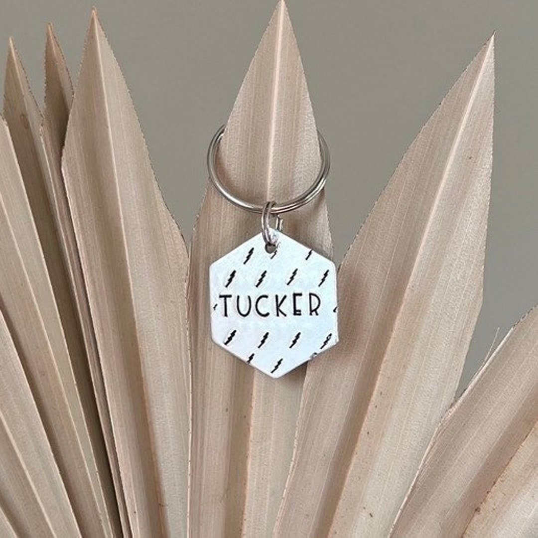 Lightning Bolt Dog Tag More Tag Shape/color Options Handstamped Dog ID ...