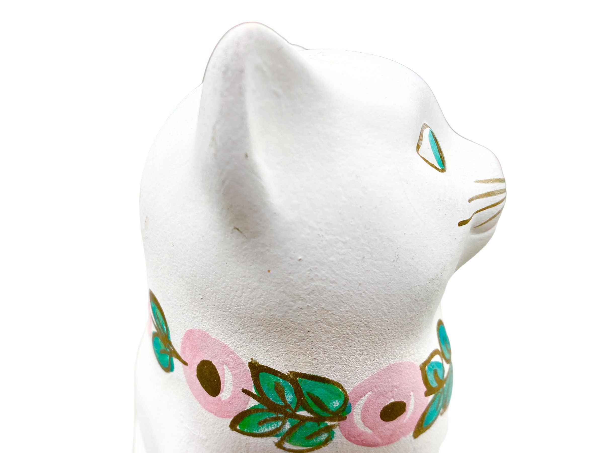 Rare Swedish Vintage Ceramic Cat From Guldkroken With Pink Floral ...
