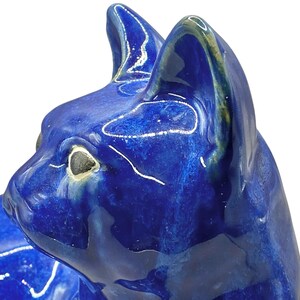 Big Beautiful Blue Vintage Porcelain Cat. Hand-painted Ceramic Cat ...