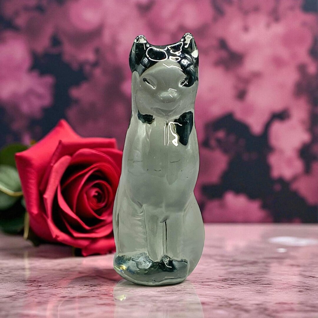 Swedish Vintage Gray Glass Cat From Reijmyre Glassworks. Handmade. Made ...