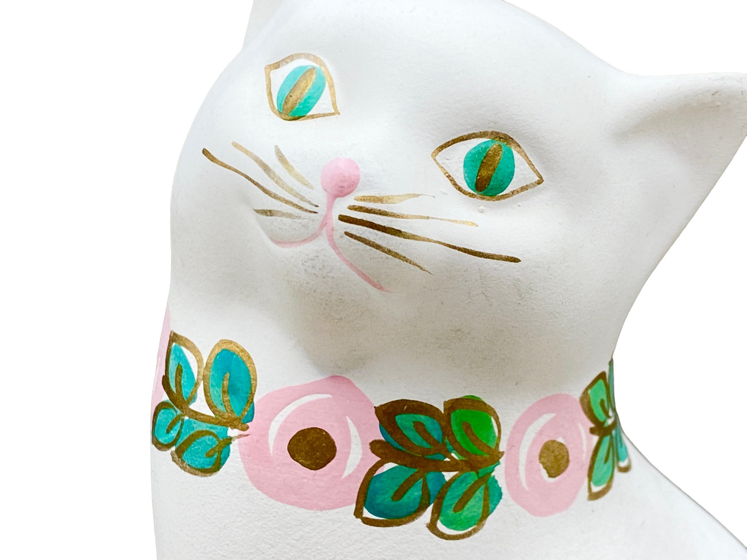 Rare Swedish Vintage Ceramic Cat From Guldkroken With Pink Floral ...