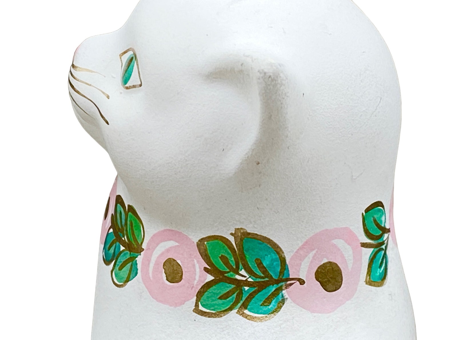 Rare Swedish Vintage Ceramic Cat From Guldkroken With Pink Floral ...