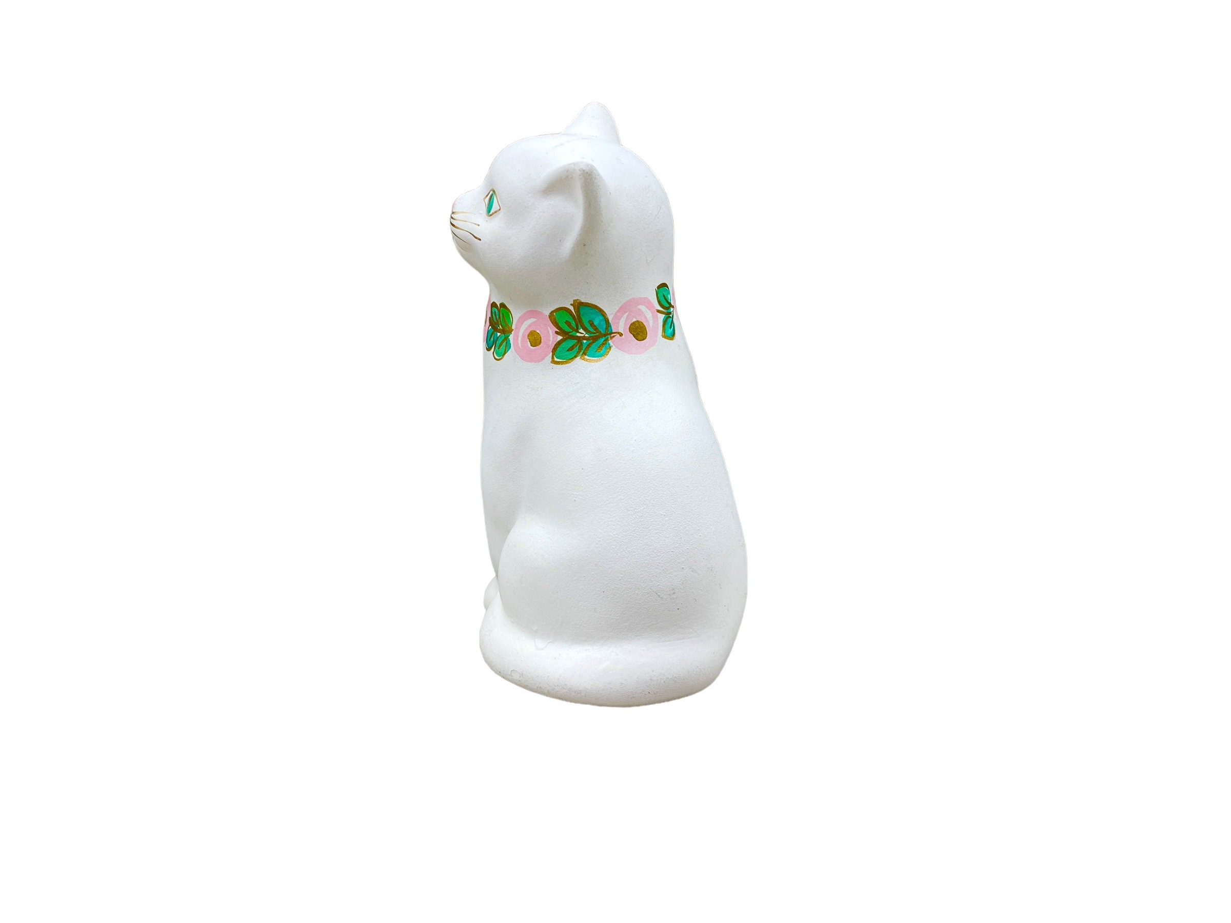 Rare Swedish Vintage Ceramic Cat From Guldkroken With Pink Floral ...