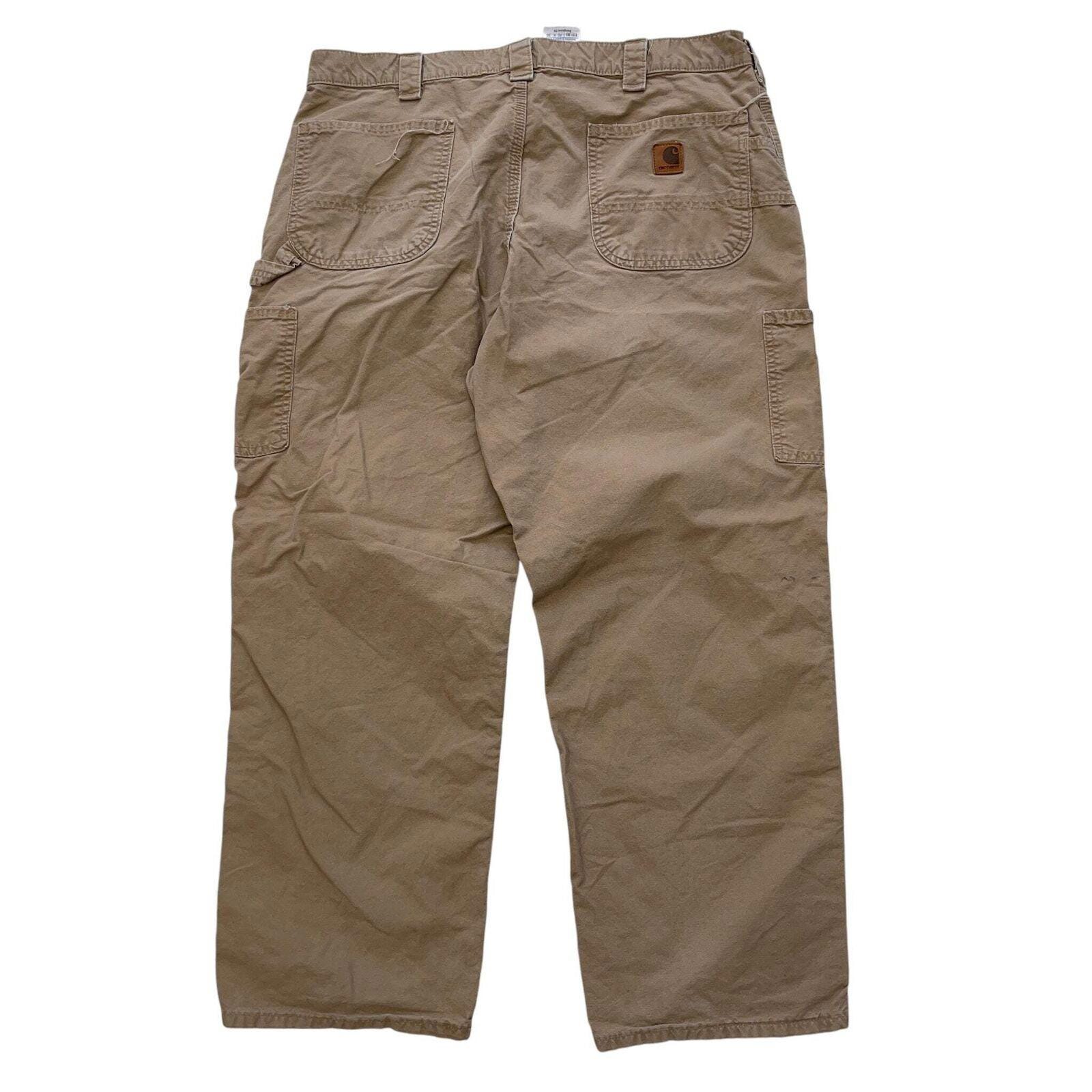 Vintage Carhartt Beige Work Pants With Durable Cotton Fabric Size 40x30 ...