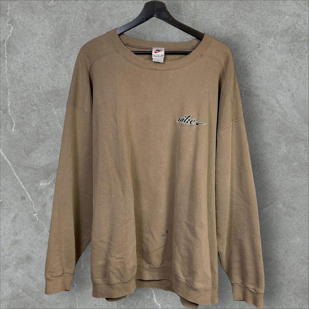 Vintage 1990s Nike Cursive Logo Sweatshirt Tan Size 2XL - Etsy