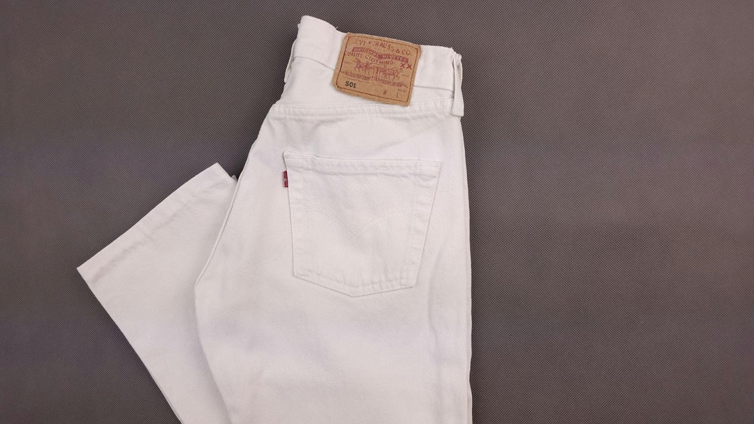 Made in UK Levi's 501 W26 L26 1997 Vintage White Levis 501 Women Men ...