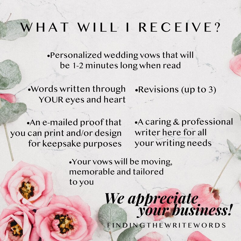 Personalized Wedding Vows, Vow Renewal, Custom Vows, His and Her Vows ...