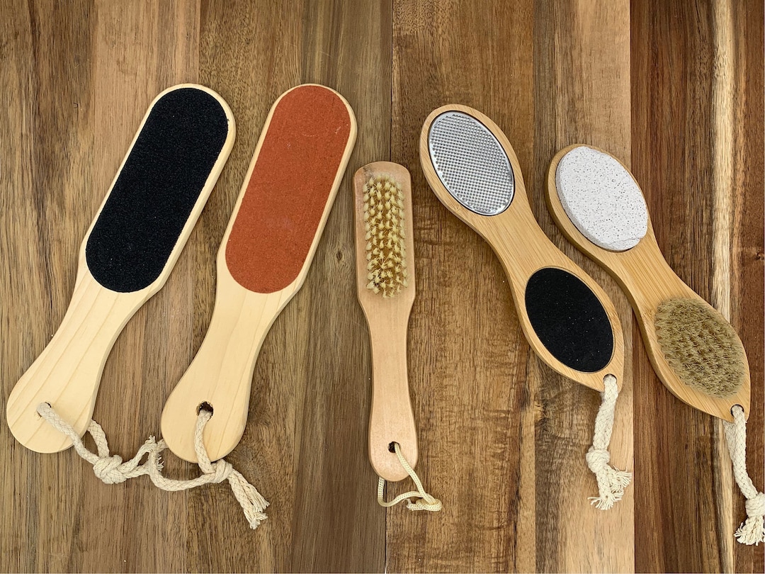 Wooden Foot File, Bamboo 4 in 1 Double Sided Foot File, Shoe Brush - Etsy