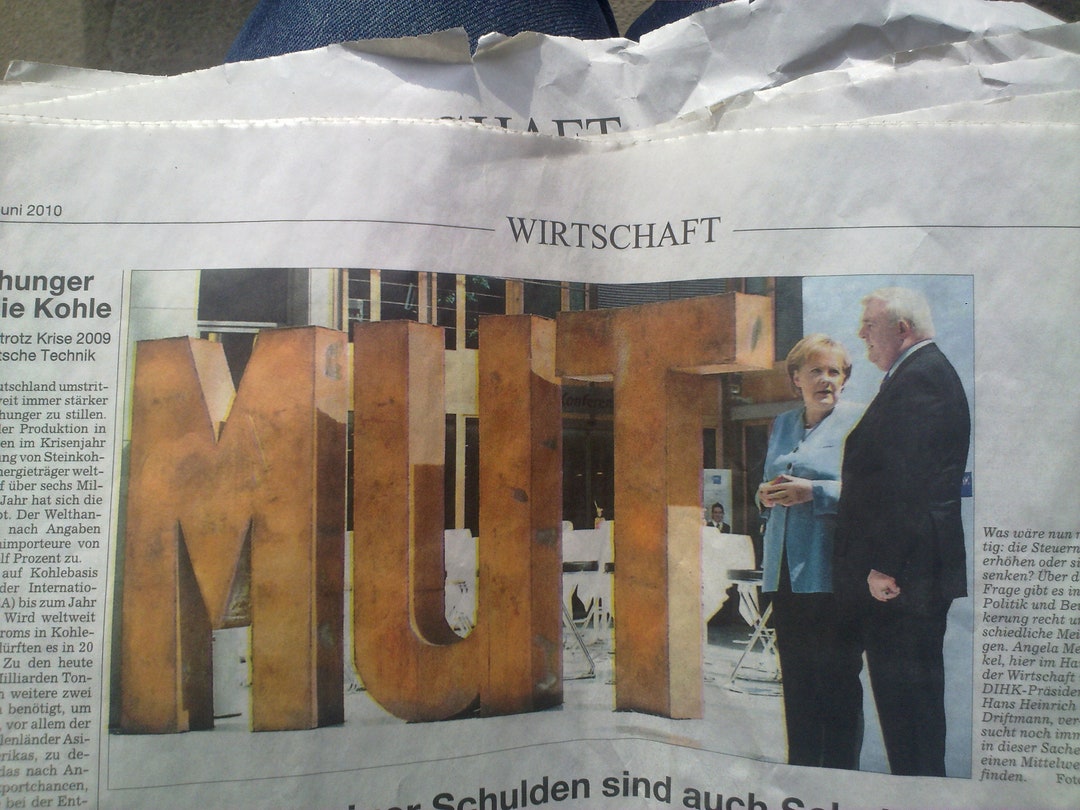 Sculpture MUT Word Sculpture Made of Steel Letters by Hüseyin Arda ...