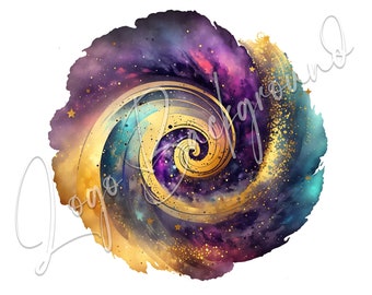 Galaxy and Gold Watercolor, Logo Background PNG, Clipart, Transparent ...