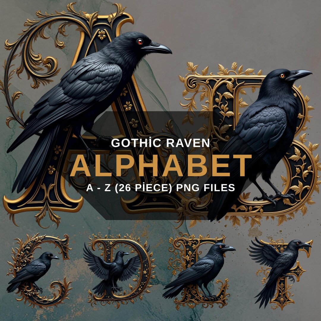 Gothic Raven Alphabet PNG, Ornate Letters, Dark Fantasy Digital Letter ...