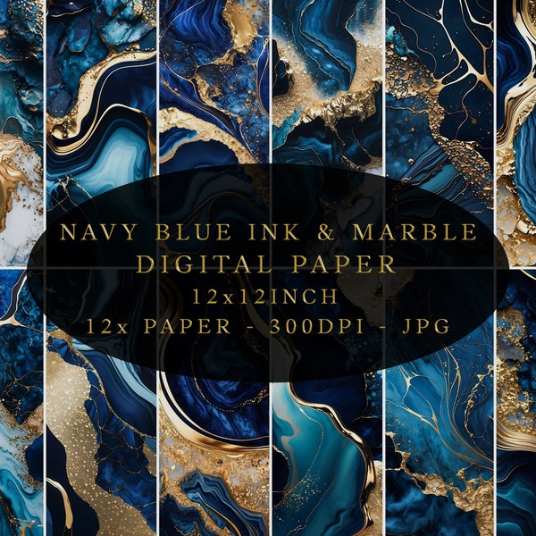 Navy Gold Wallpaper - Etsy