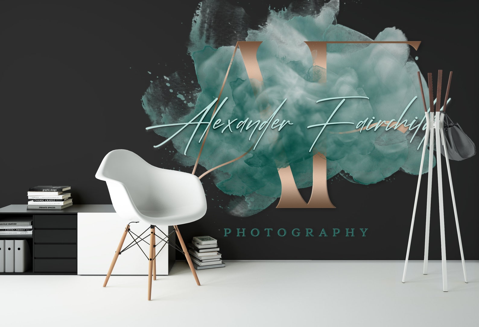 Premade Logo Design Emerald Green Watercolor Smoke Logo | Etsy