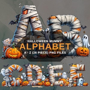 Halloween Mummy Alphabet PNG, Cute Spooky Letters, Digital Clipart for ...