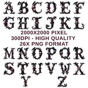 Gothic Skull Alphabet PNG Clipart, Dark Crow Monogram Font, Horror ...
