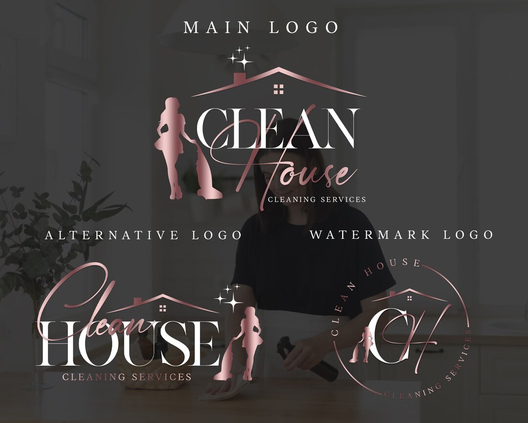 Rose Gold Cleaning Logo, Premade Logo, House Cleaning Logo, Cleaning ...