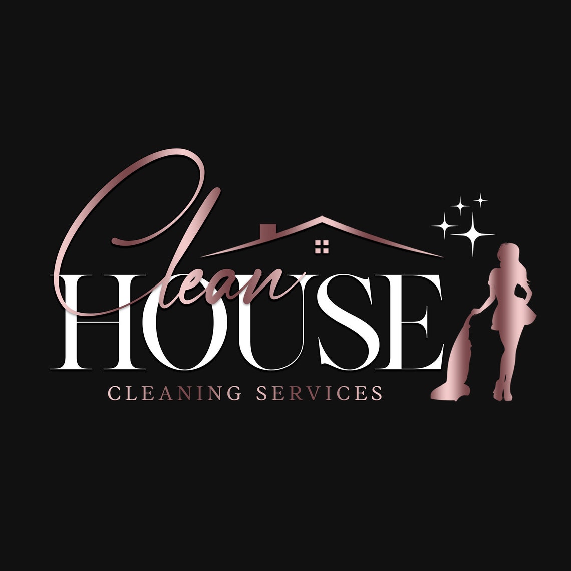 Rose Gold Cleaning Logo Premade Logo House Cleaning Logo - Etsy
