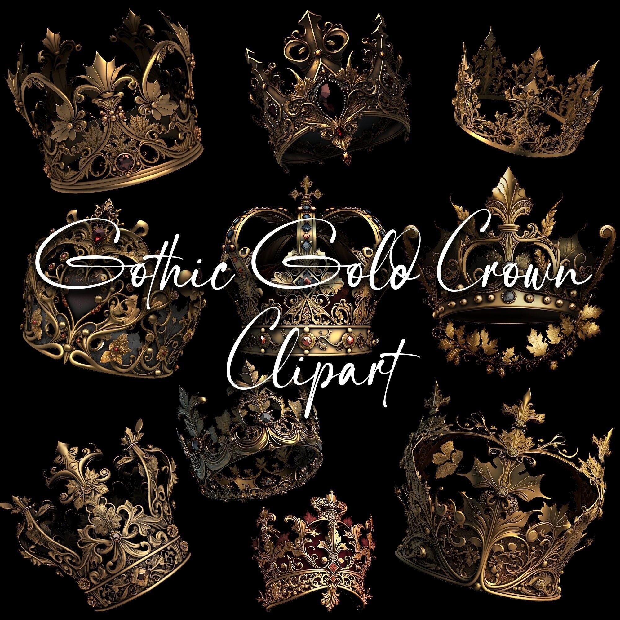 Gothic Gold Crown Clipart Crown Png Logo Png Crown Clipart - Etsy Australia