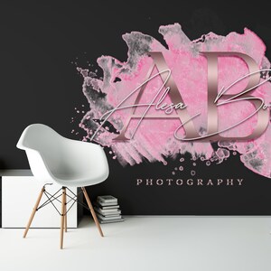 Premade Logo Design, Pink Watercolor Smoke Logo, Modern Logo, Rose Gold ...