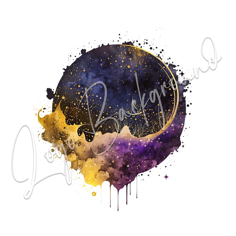 Galaxy and Gold Watercolor Logo Background PNG Clipart - Etsy