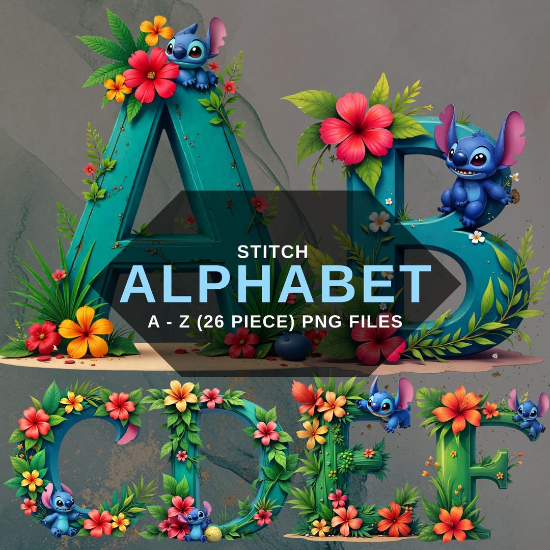 Alfabeto de Stitch PNG, descarga digital de 26 letras, lindas letras de ...