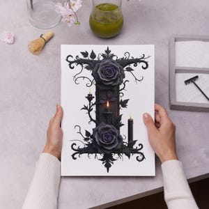 Gothic Rose Alphabet PNG Clipart, Dark Floral Letters, Black Roses ...