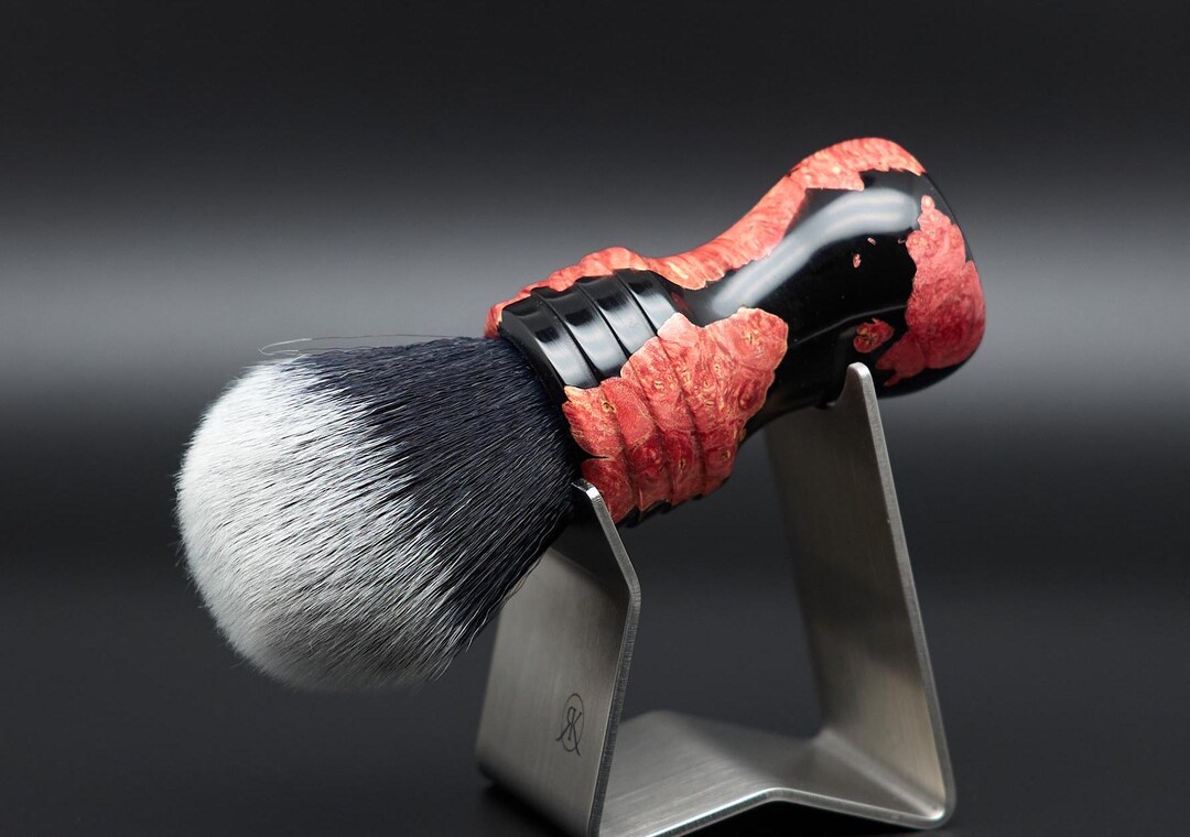 Unique Shaving Brush - "lady in Red" - Stabilized Maple / Epoxy Hybrid ...