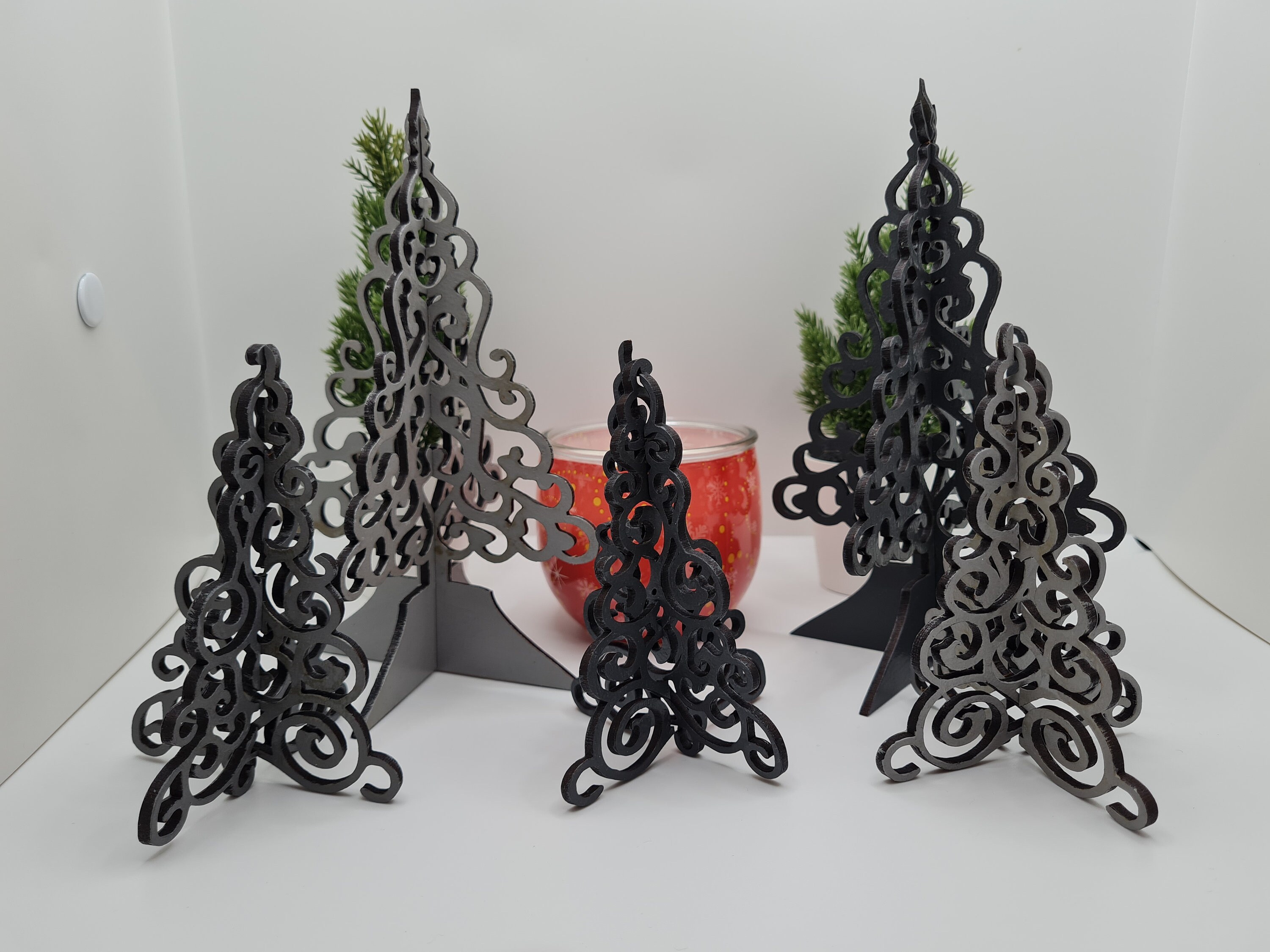 5 Christmas Wooden Detailed Trees Slot Together - Etsy