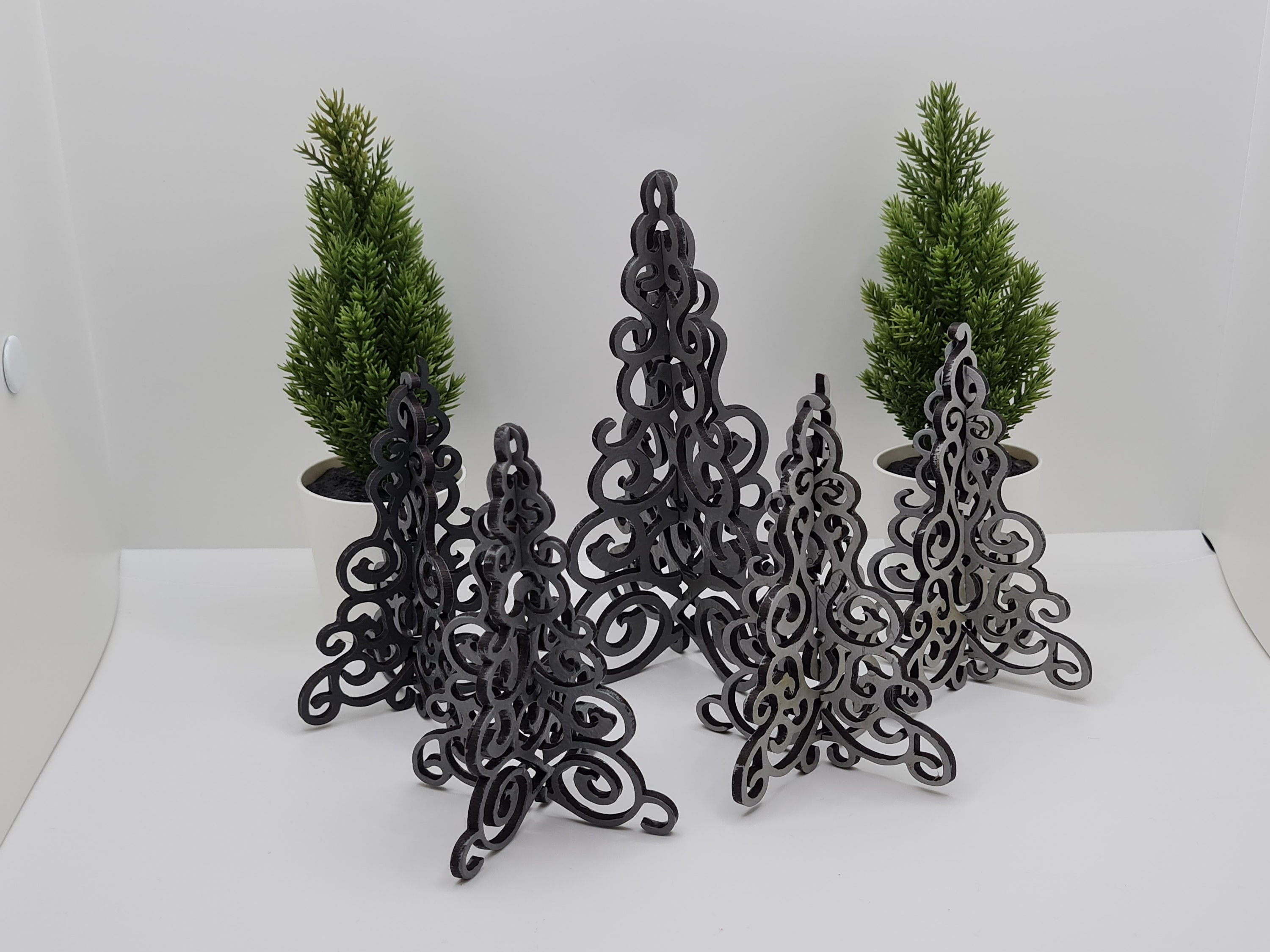 5 Christmas Wooden Detailed Trees Slot Together - Etsy