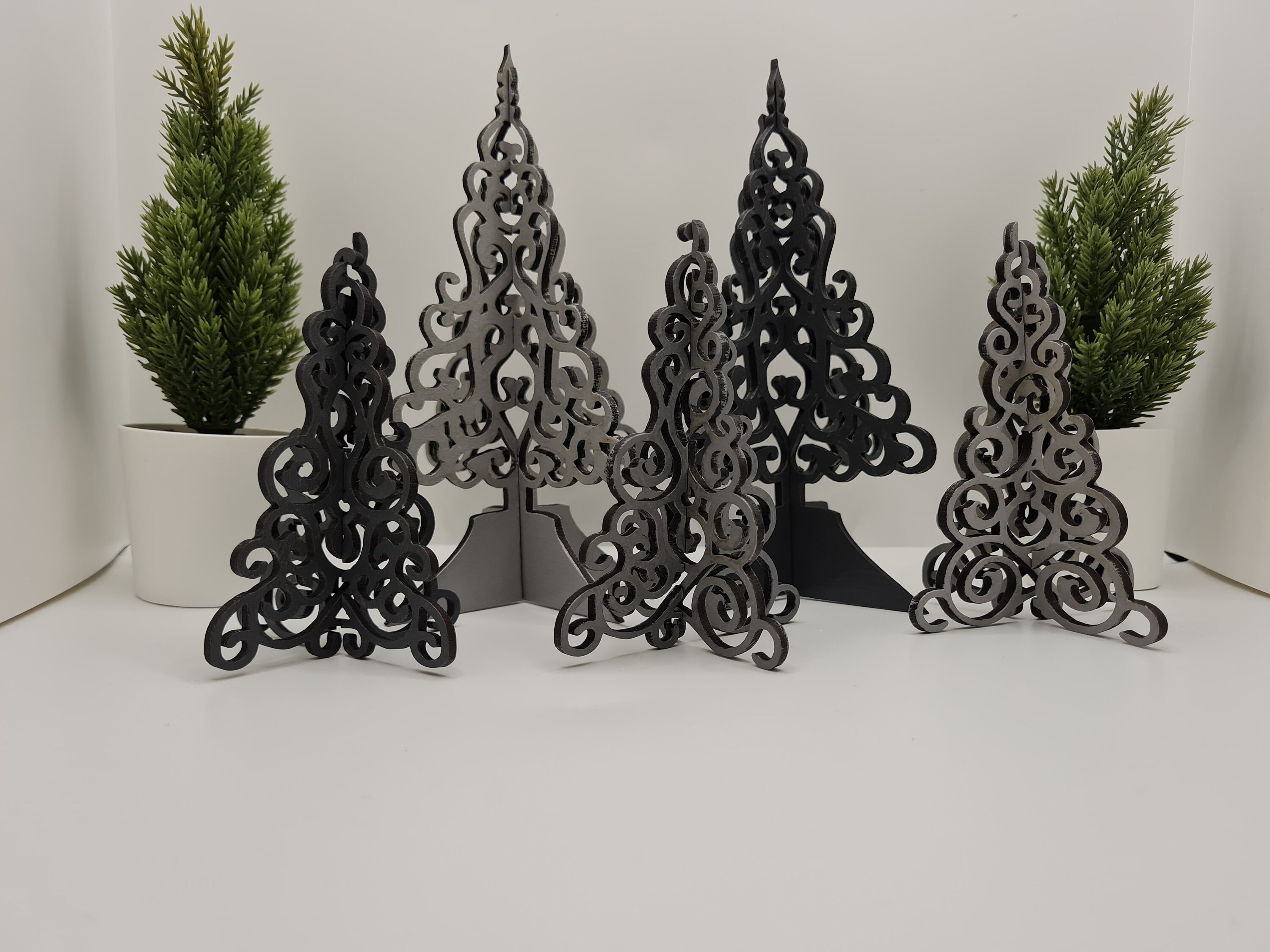 5 Christmas Wooden Detailed Trees Slot Together - Etsy