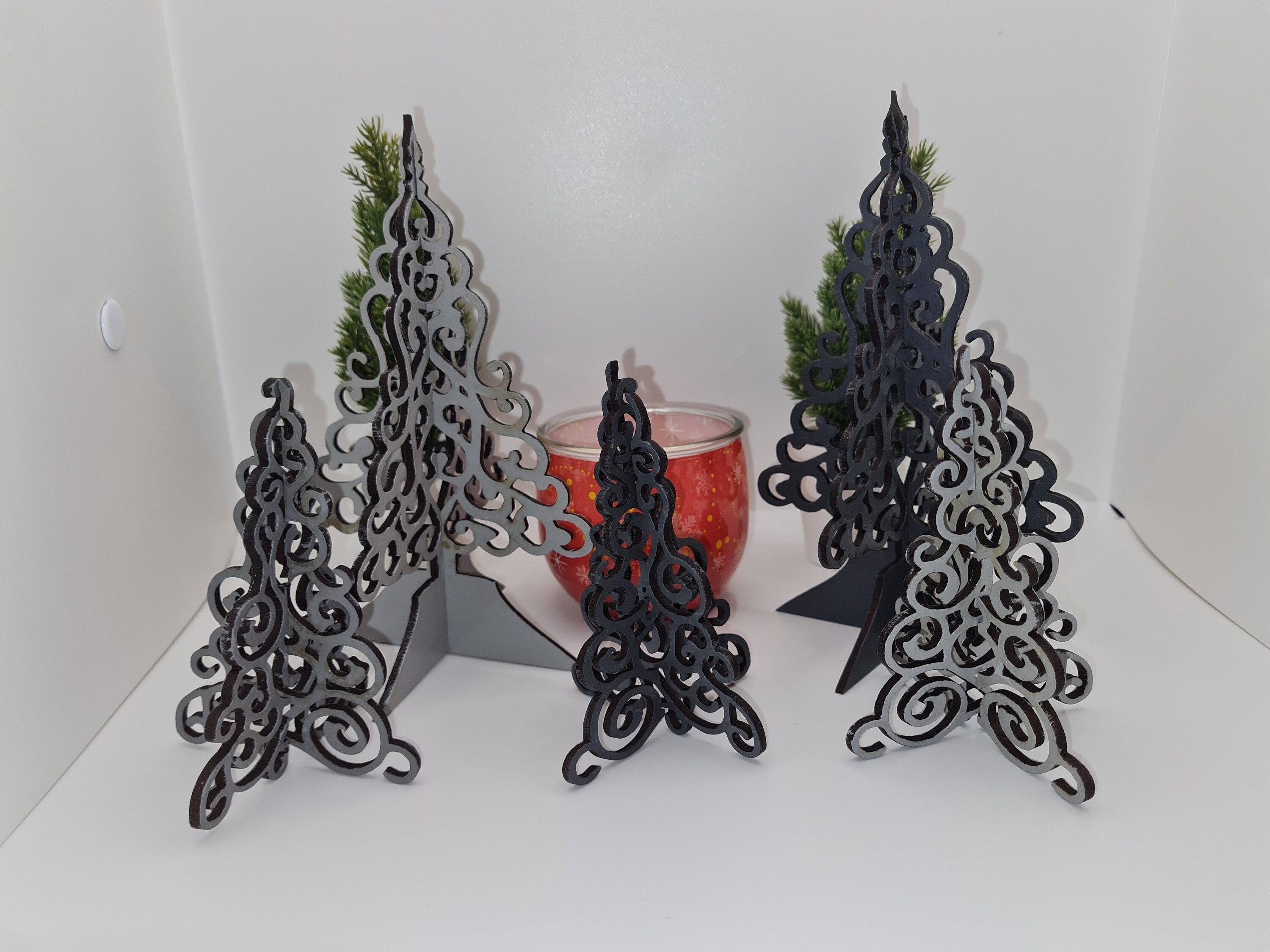 5 Christmas Wooden Detailed Trees Slot Together - Etsy