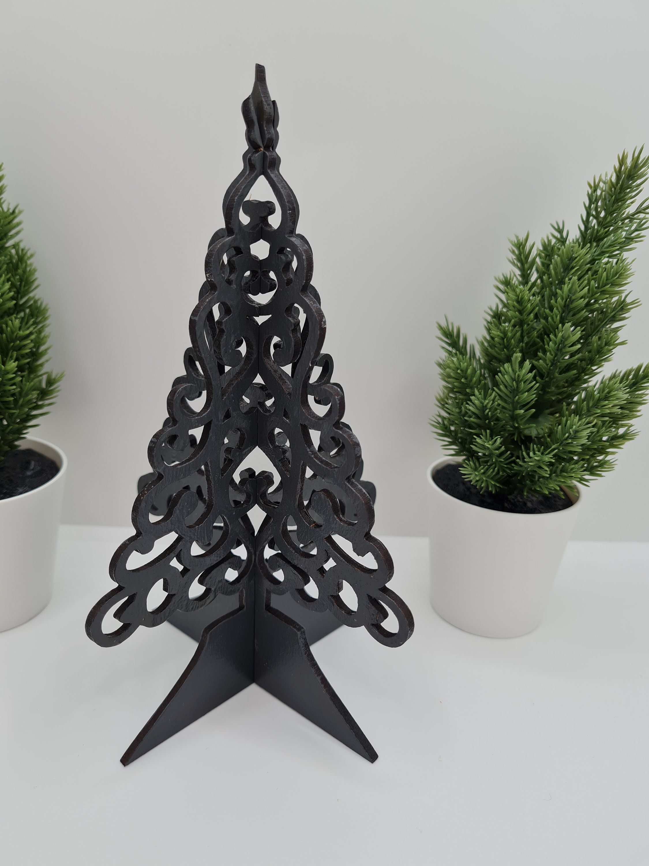 5 Christmas Wooden Detailed Trees Slot Together - Etsy