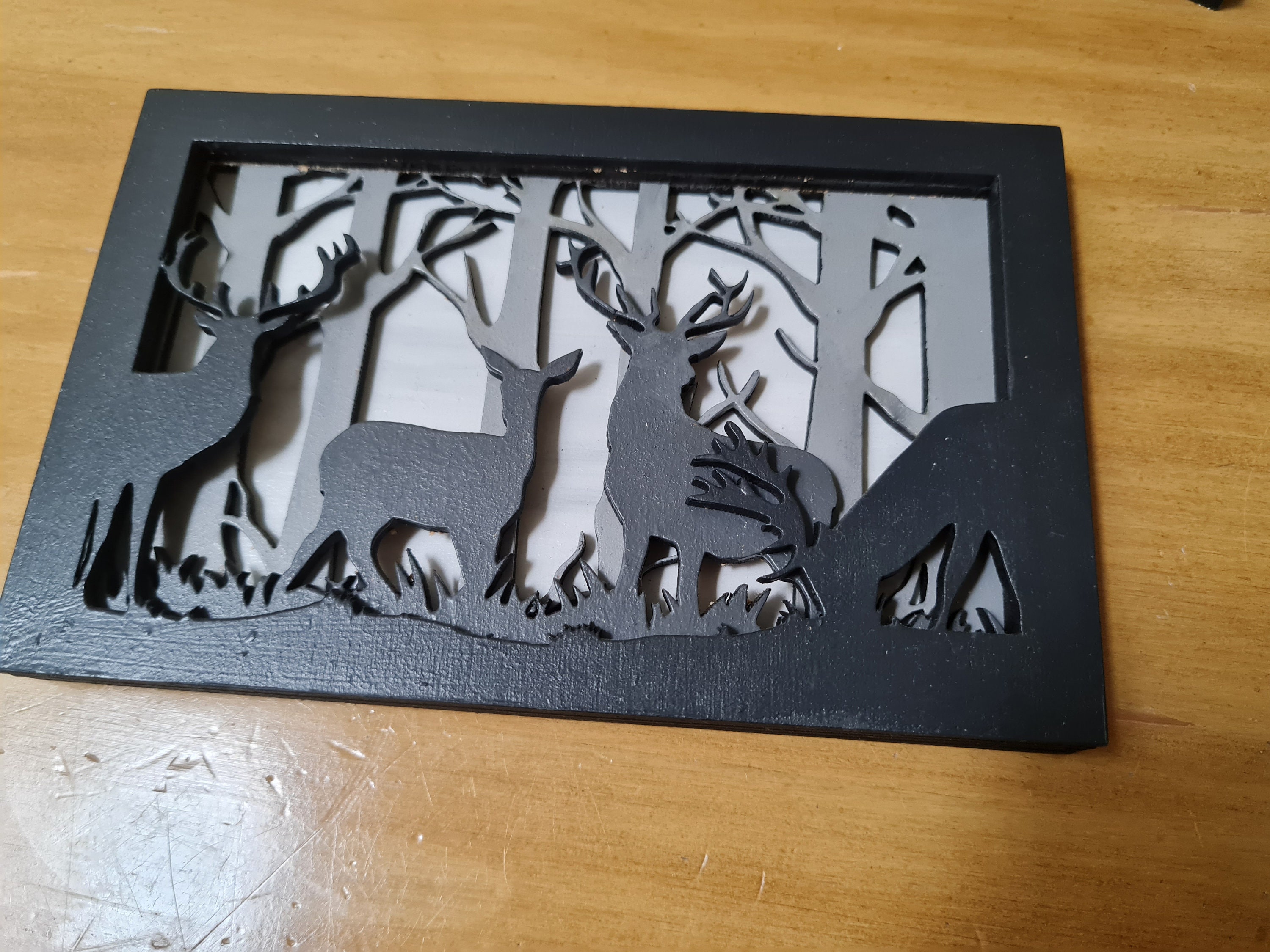 Wooden Layered Deer Picture and Frame Shelf Sitter - Etsy