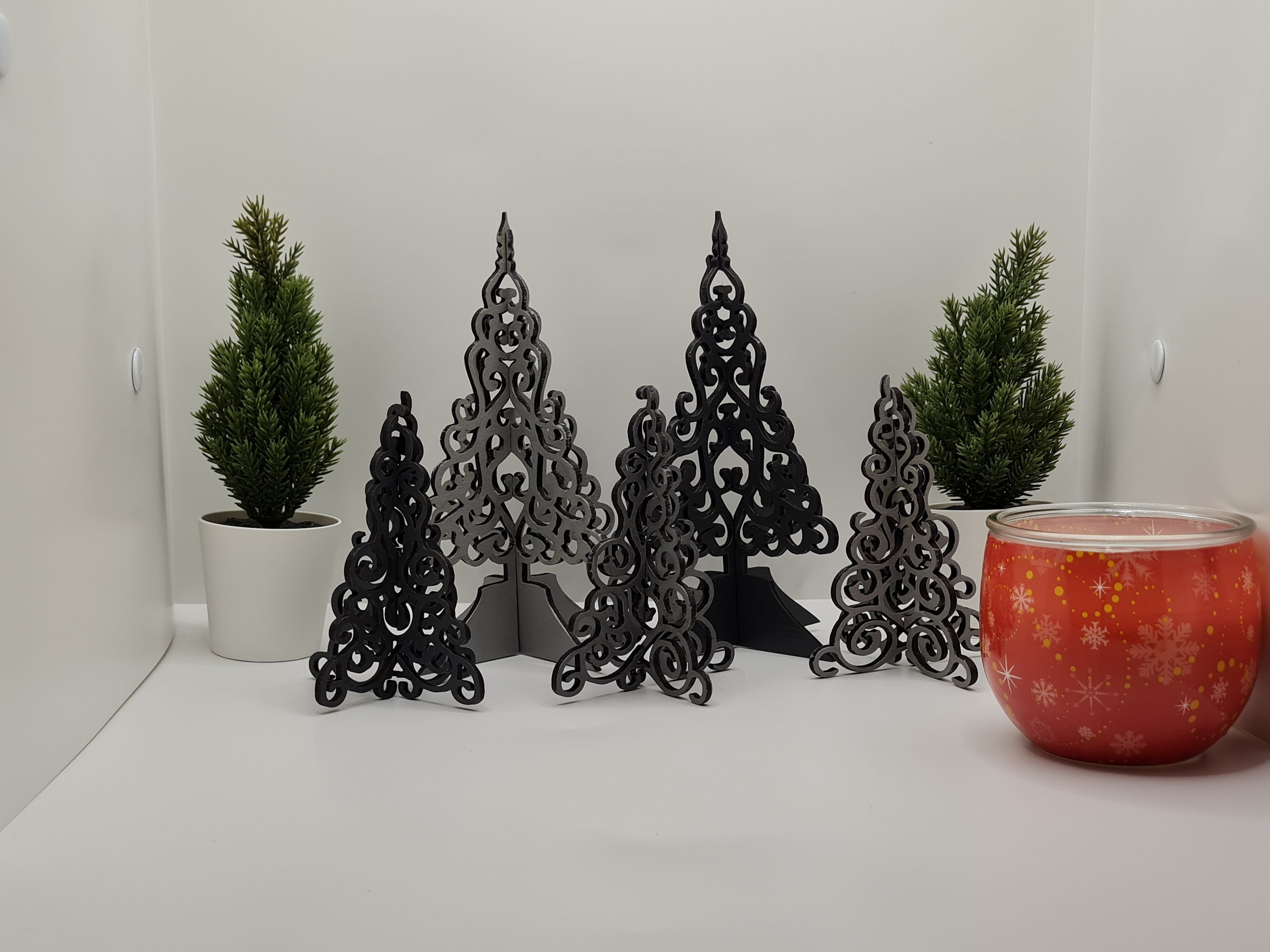 5 Christmas Wooden Detailed Trees Slot Together - Etsy