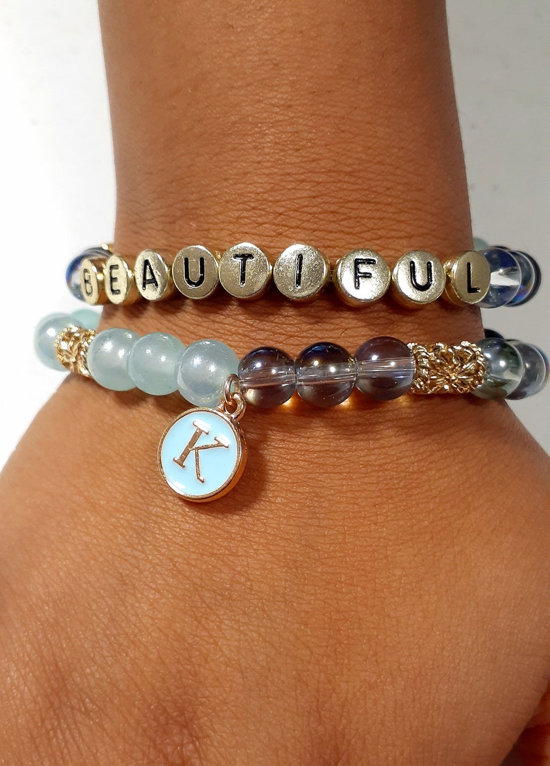Initial K Bracelet Set - Etsy