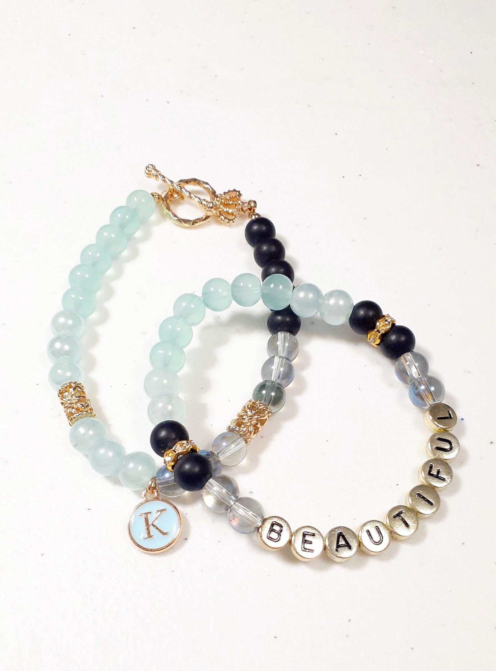 Initial K Bracelet Set - Etsy
