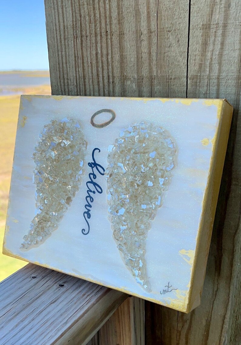 Crushed Glass angel Wings Resin Art - Etsy