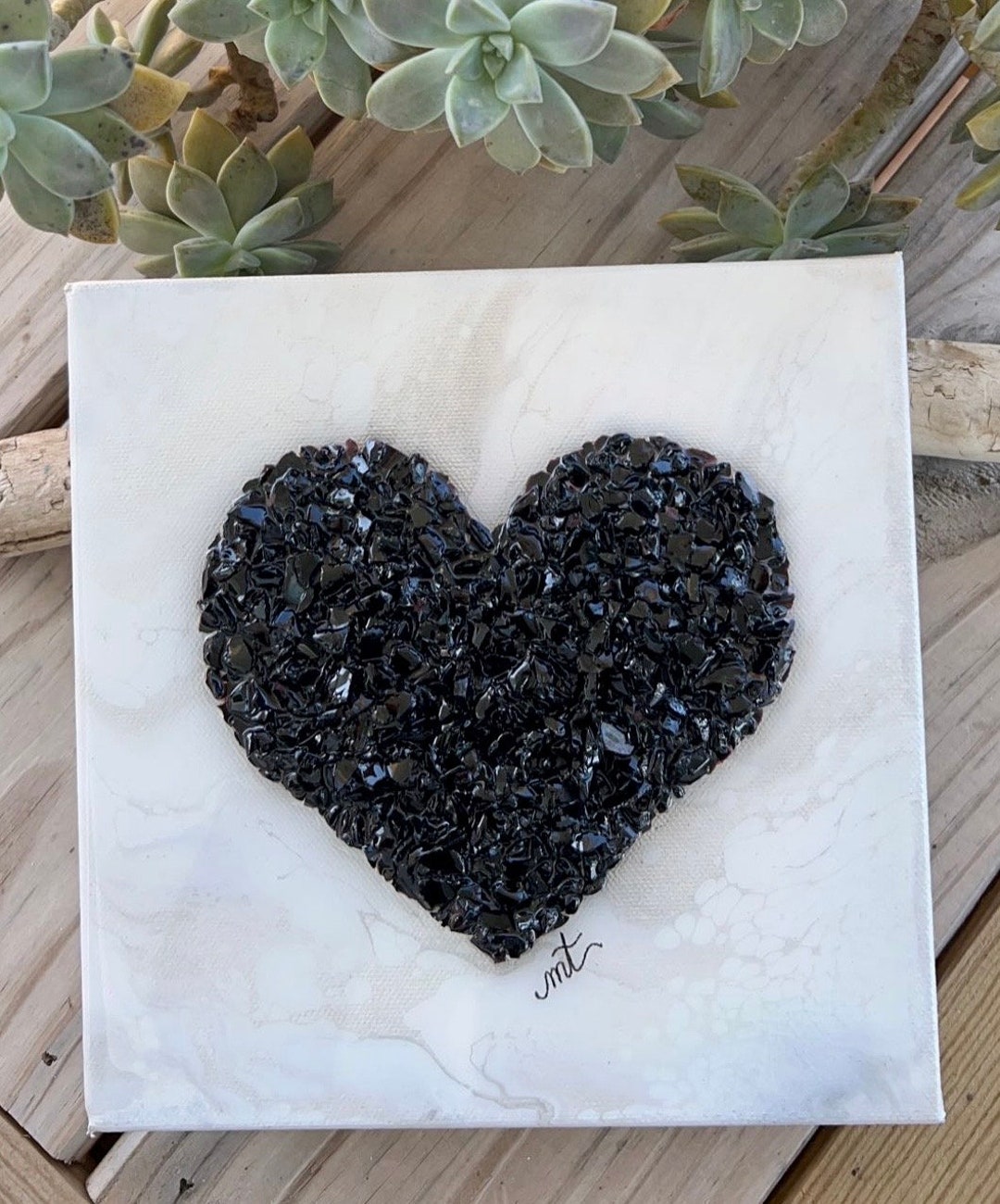 Crushed Glass heart Artwork - Etsy