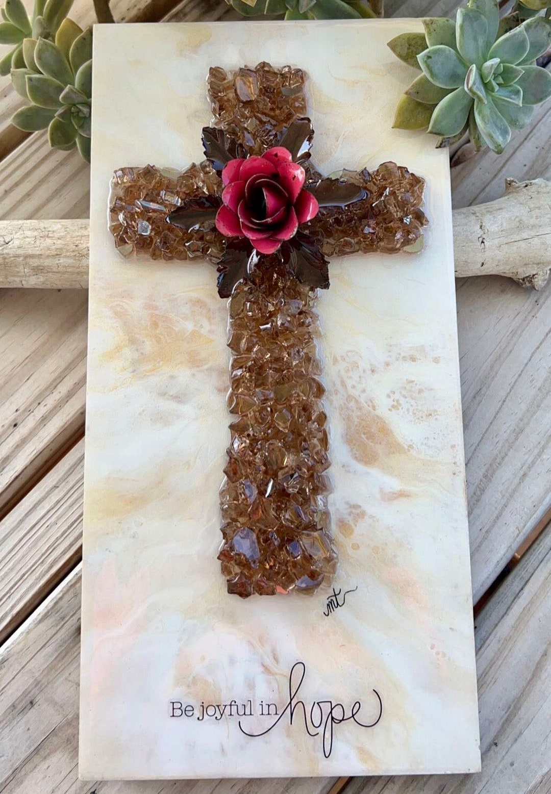 Christian Acrylic Painting With Crushed Glass Cross - Etsy