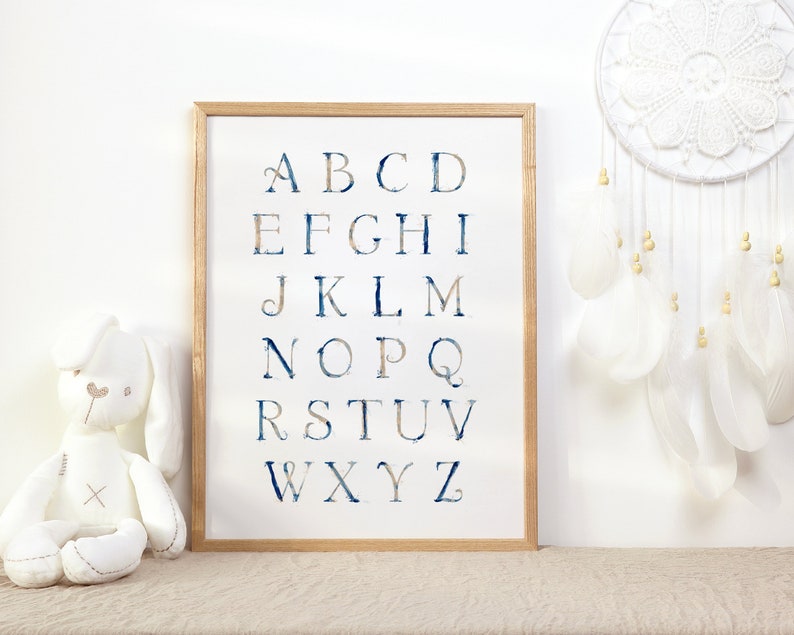 Watercolor Alphabet and Numbers Ocean Turtle Wall Print, Set of 3 ...