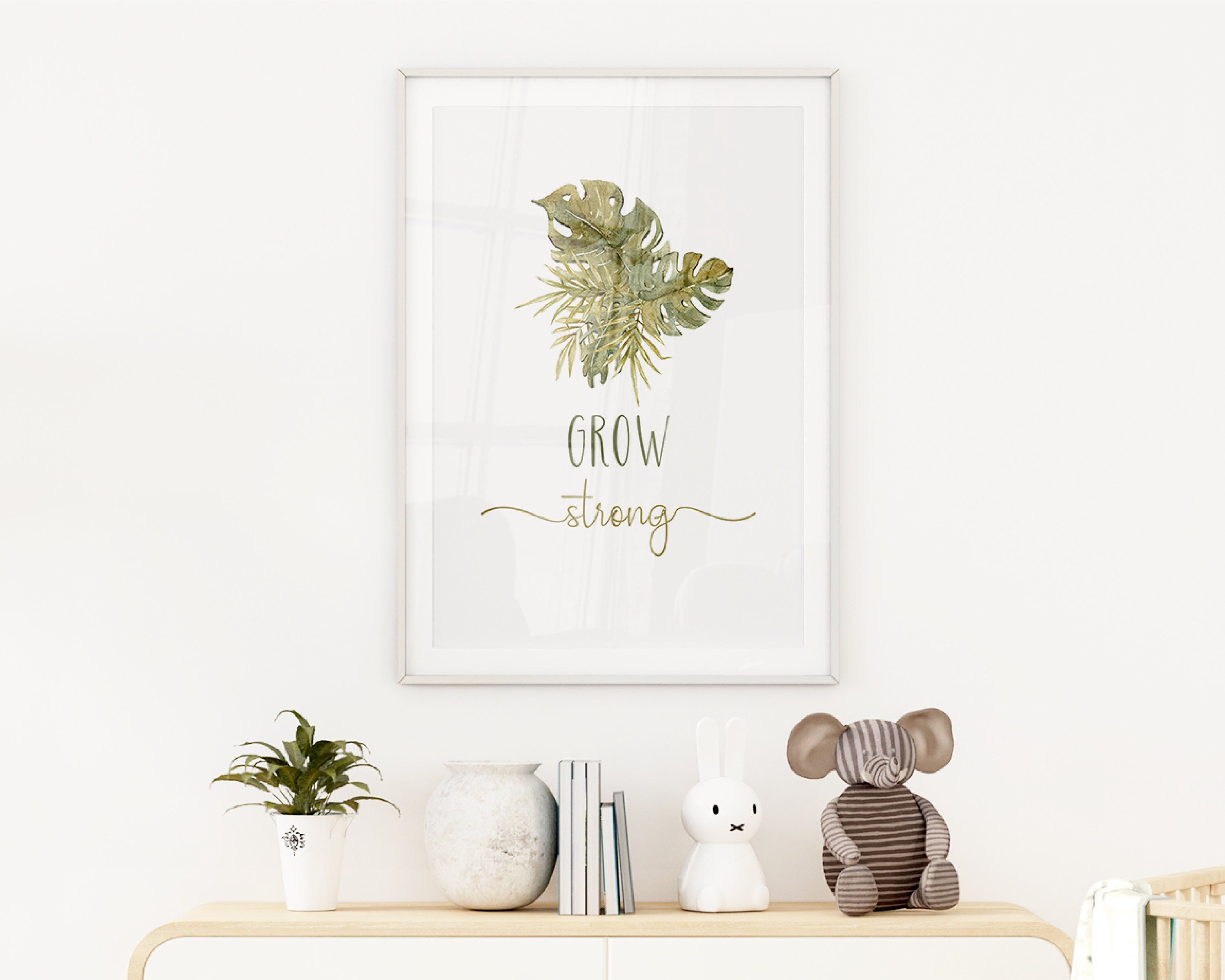 Tropical Leaves Alphabet and Numbers 1-10 Wall Print, Set of 3 Nursery ...