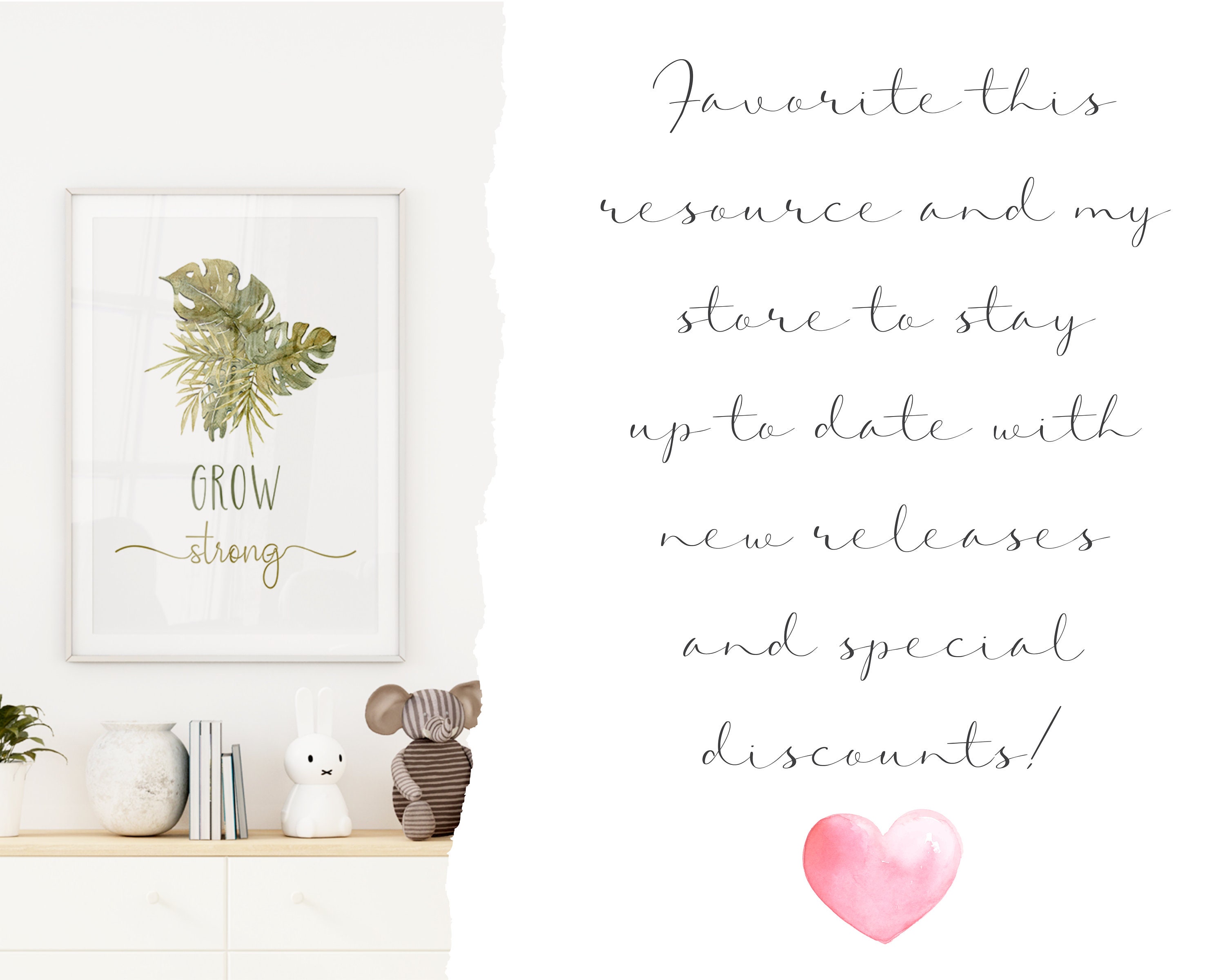 Tropical Leaves Alphabet and Numbers 1-10 Wall Print, Set of 3 Nursery ...