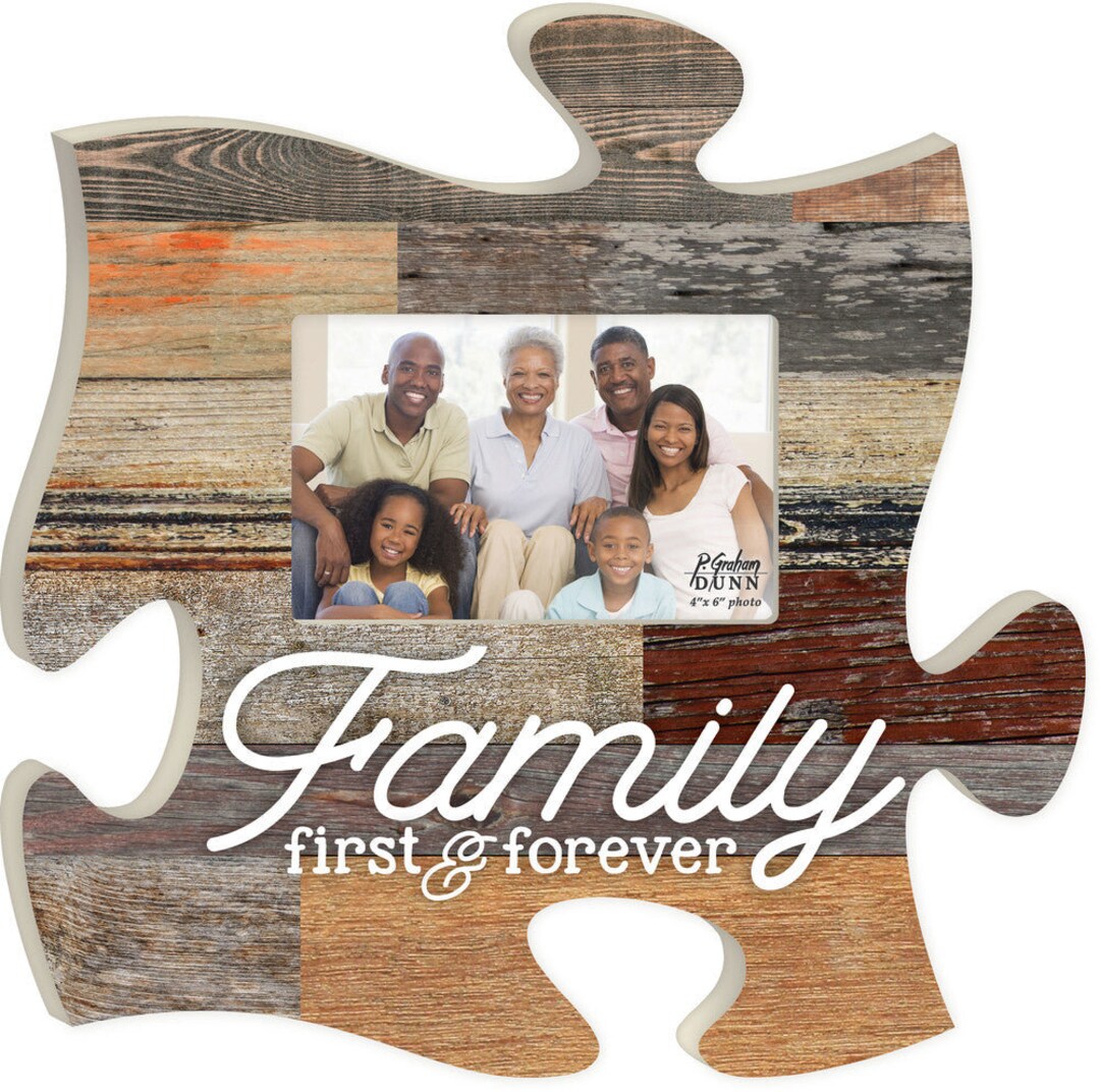 Family 12 X12 Puzzle Piece Wall Sign With 4x6 - Etsy