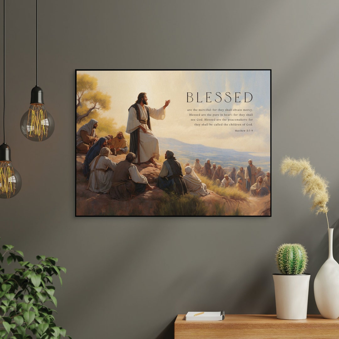 Blessed Are the Merciful Printed Art Faith-based Art Jesus Teaching ...
