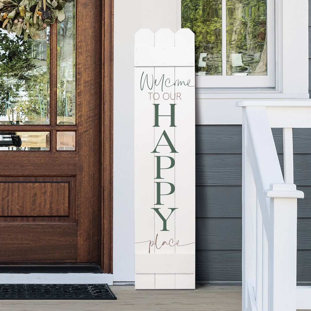 Welcome to Our Happy Place Outdoor Porch Sign 47 X 10.5 Pine - Etsy