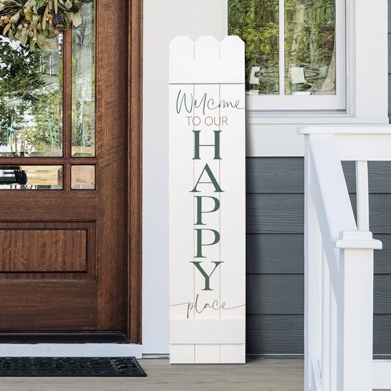 Welcome to Our Happy Place Outdoor Porch Sign 47 X 10.5 Pine - Etsy