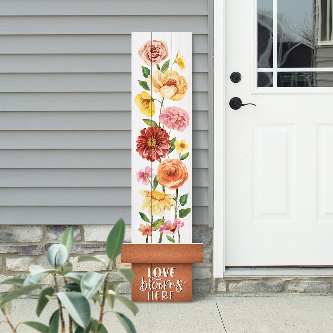 Love Blooms Here Outdoor Porch Sign Spring and Summer Outdoor Sign ...